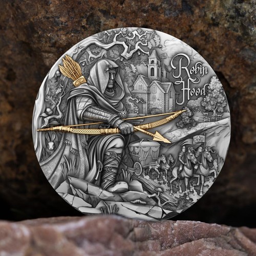 2024 Cameroon Robin Hood 2 Oz Silver 24K Gold Gilded Coin | eBay