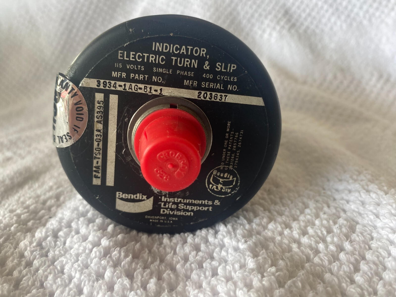 Bendix Aircraft Turn & Slip Indicator P/N 3934-1AG-B1-1 Turn ...