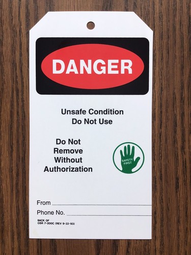 Pack Of 50- BRAND NEW- Unsafe Condition Do Not Use Tags | eBay