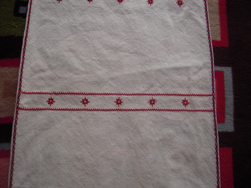VTG 60'S UKRAINIAN MULTICOLOR HAND EMBROIDERED WOVEN LINEN TABLE ...