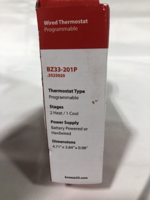 Breeze33 BZ33-201P Programmable Wired Thermostat for sale online | eBay
