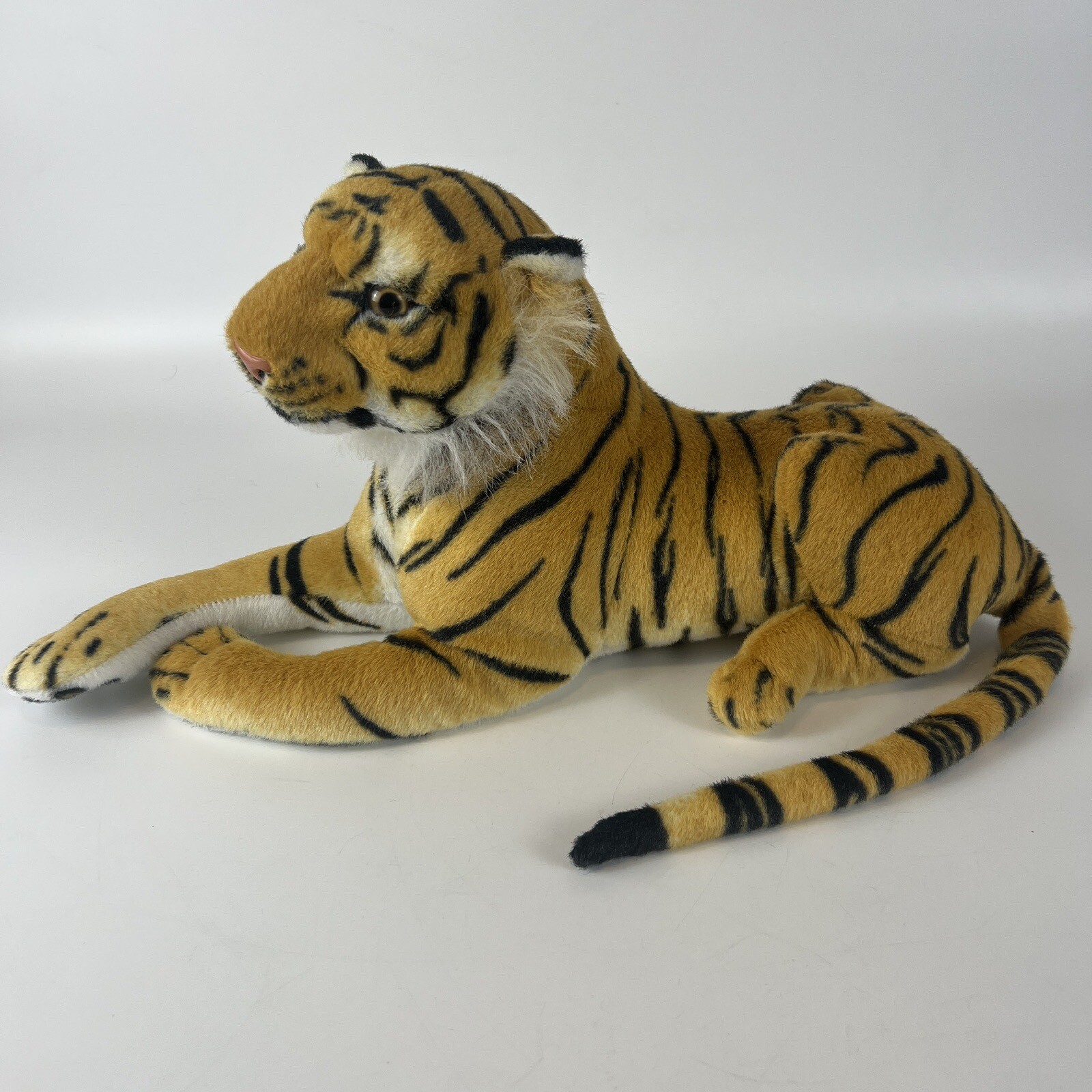 Bengal Tiger Stuffed Animal Plush 19” Orange Black Hard Head Laying | eBay