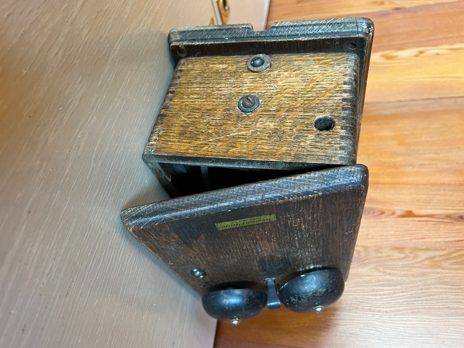 VINTAGE WESTERN ELECTRIC MAGNETO HAND CRANK RINGER BOX OAK | eBay