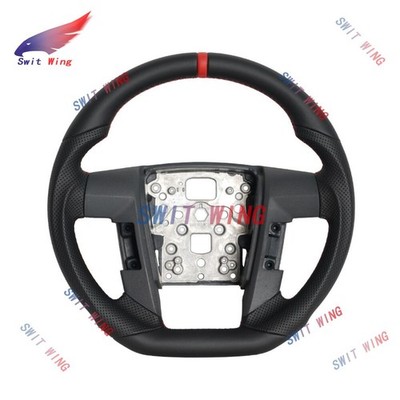 Full Leather Sports Flat Steering Wheel for FORD F150 SVT 2011-2014 Red ...