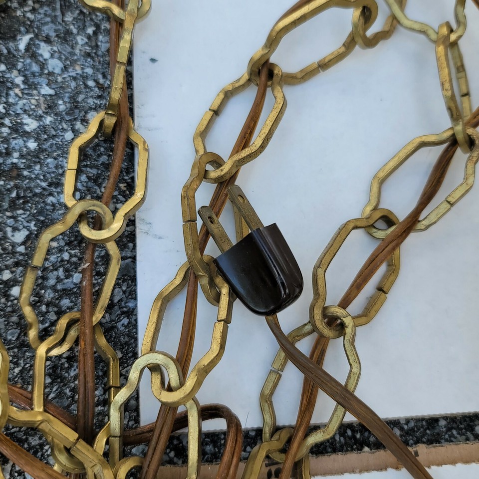 Hollywood Regency Swag Lamp Pendant Satin Glass & Gold Teardrop MCM 25 ...