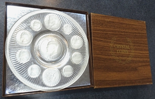 Vintage Imperial Glass Corp Crystal Coins Plate 1971 Series w/Box ...