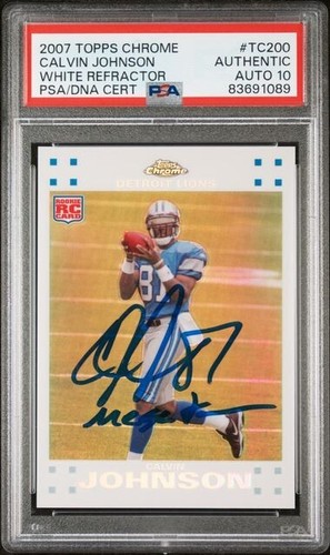 Calvin Johnson 2007 Topps Chrome White Refractor Rookie Card #TC200 ...