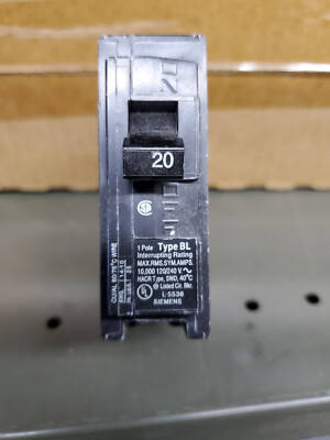 Siemens BL120 B120 1 Pole 20 Amp Type BL (Bolt On) 20A 1P Circuit ...