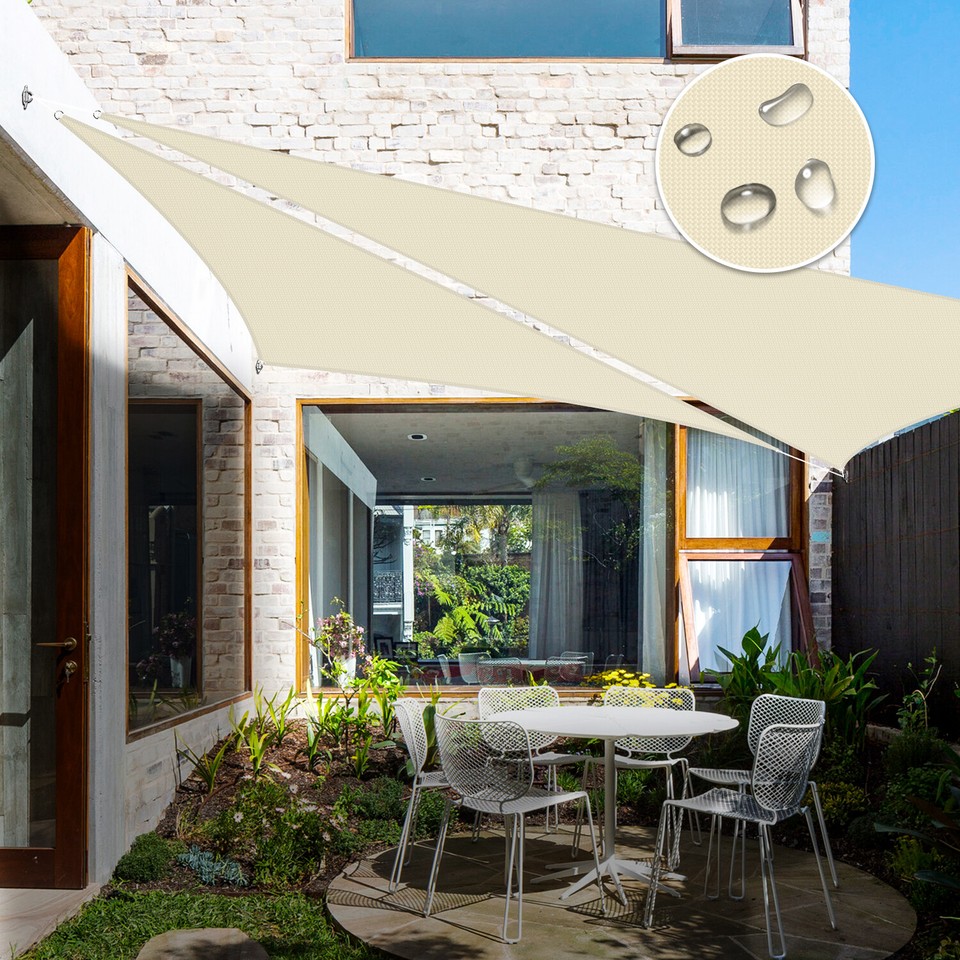 16' Waterproof Shade Sail Triangle Patio Outdoor Garden Sun Canopy ...