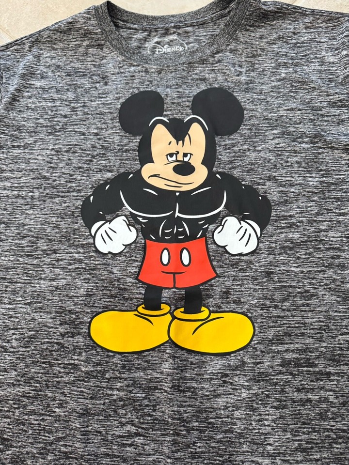 Disney Shirt Buff Bad Mickey Mouse Muscle Flex Dri Fit Men's XL ...