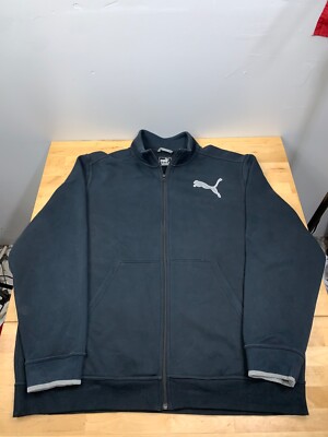 Puma Track Jacket Mens 2XL Navy Blue Casual Full Zip Cotton Blend #6578 ...