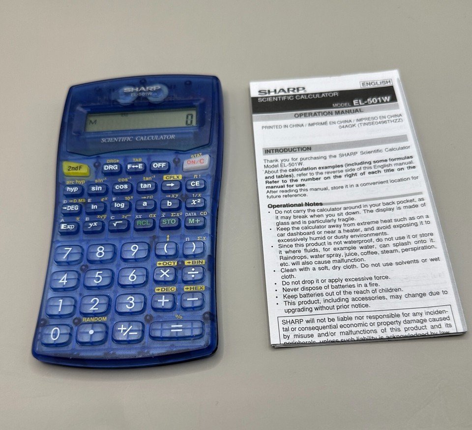 Sharp EL-501W Scientific Translucent Blue Calculator | eBay