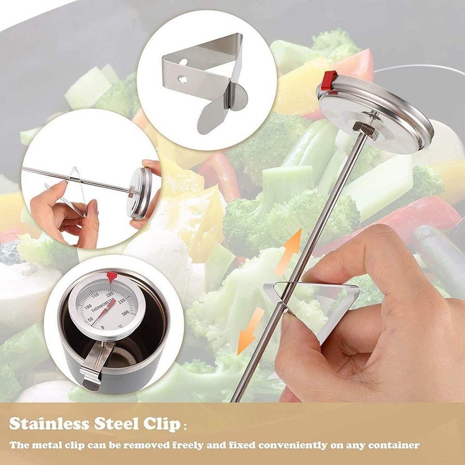 Stainless Steel Frying Pan Thermometer Sugar Oil Thermometer With Fixed ...