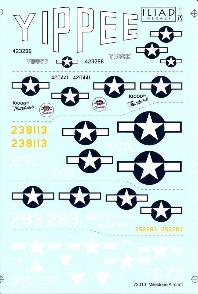 Iliad Decals 1/72 MILESTONE AIRCRAFT B-17 B-24 P-38 P-47 & F6F | eBay