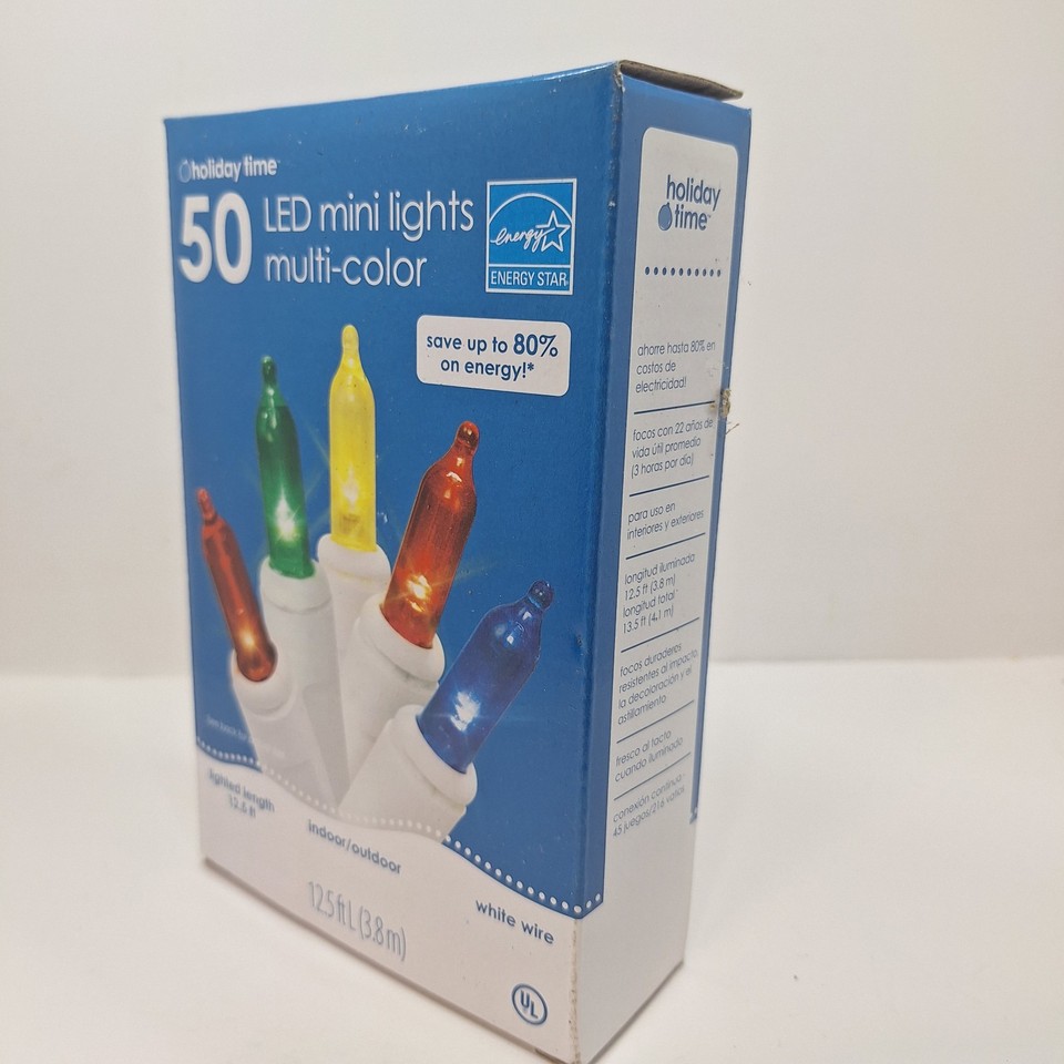 Holiday Time 50 LED Mini Lights | Multi-color | White Wire - 12.5 Ft | eBay