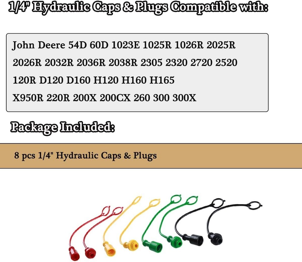 1/4" Hydraulic Caps & Plugs For John Deere 54D 60D 1023E 1025R 1026R ...