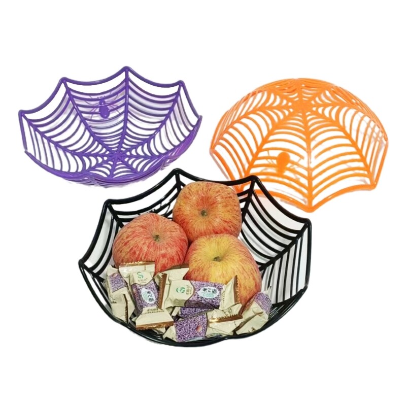 Trick or Treats Candy Fruit Basket Halloween Cobweb Fruit Holder ...