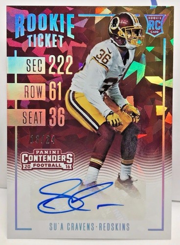 SU'A Cravens 2016 Panini Contenders RC Ticket CRACKED ICE Autograph ...
