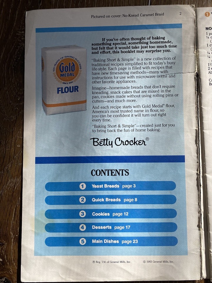 Vintage 1983 General Mills Baking Short & Simple Gold Medal Cookbook ...