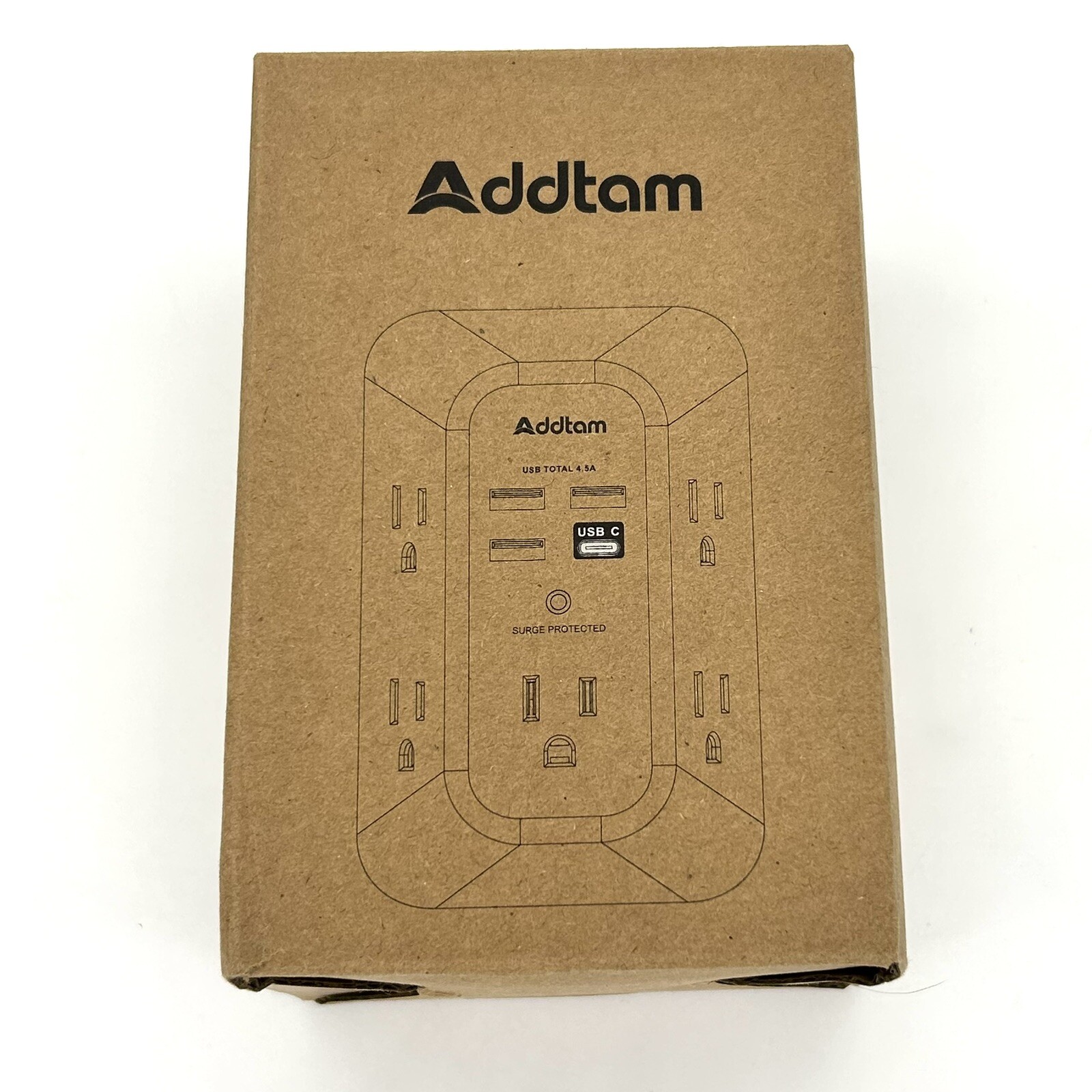 Addtam 5 Outlet Extender with 4 USB 1 USB C, 4.5A Wall Charger Surge ...