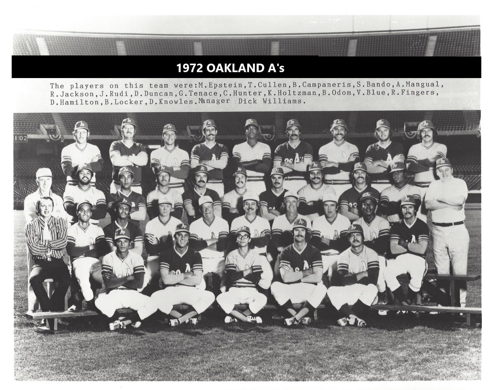 1972 OAKLAND ATHLETICS A's 8X10 TEAM PHOTO MLB BASEBALL PICTURE WORLD ...