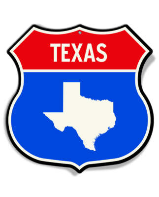 State of Texas Interstate - Shield Shape - Aluminum Sign - Made in USA ...