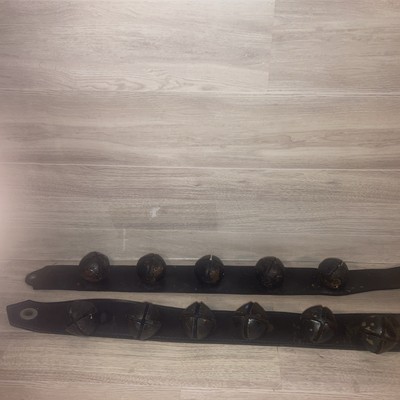 2 Pony Vintage Silver Sleigh Bells Black Leather Strap 11 Bells | eBay