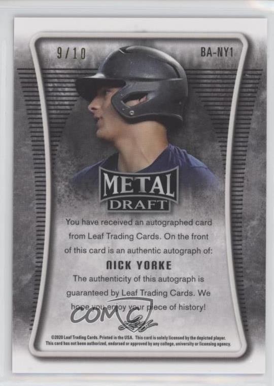 2020 Leaf Metal Draft Pink Wave /10 Nick Yorke #BA-NY1 Auto | eBay