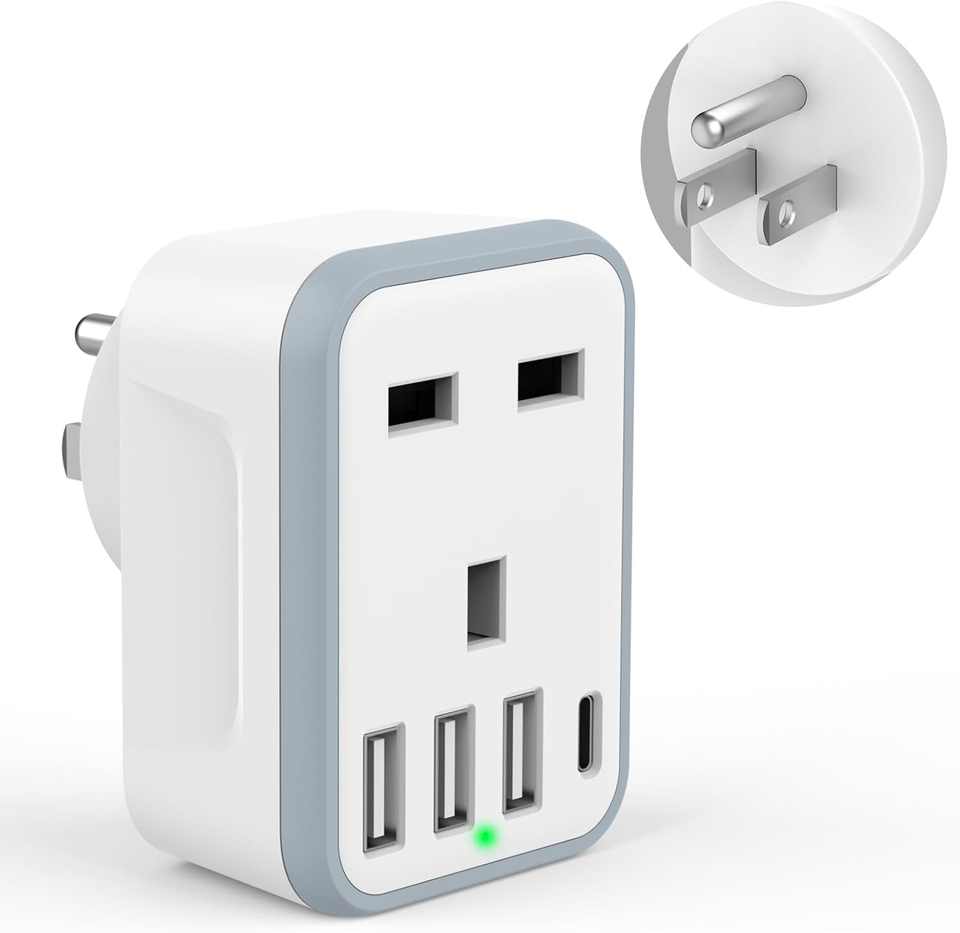 UK to US Plug Adaptor, USA Travel Adapter with 3 USB &1 USB C Ports ...