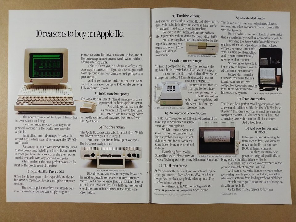 1984 Apple II IIe IIc Computers 8 page brochure insert vintage print Ad ...