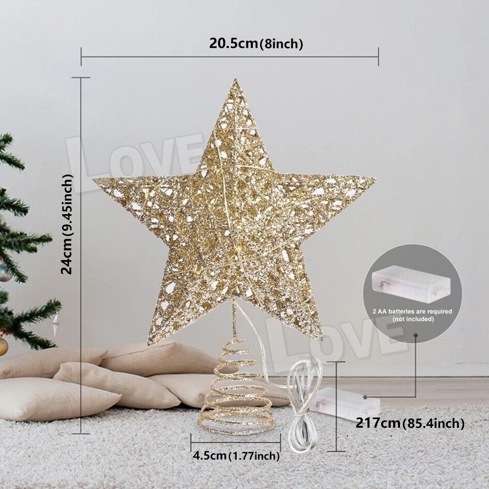 LED Tree Topper Star Christmas Decoration Top Xmas Star Light Up ...