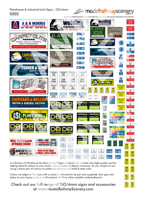 250+ WAREHOUSE & INDUSTRIAL UNIT SIGNS OO GAUGE 4MM 1:76 MODEL RAILWAY ...