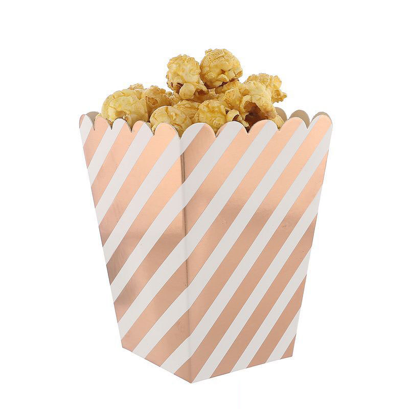1-120X Rose Gold Popcorn Boxes Bags Kids Party Treat Boxes Wedding ...