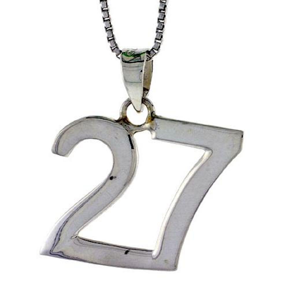 Sterling Silver Any One Number Pendant from 25 to 49 w/ 18" Italian Box ...