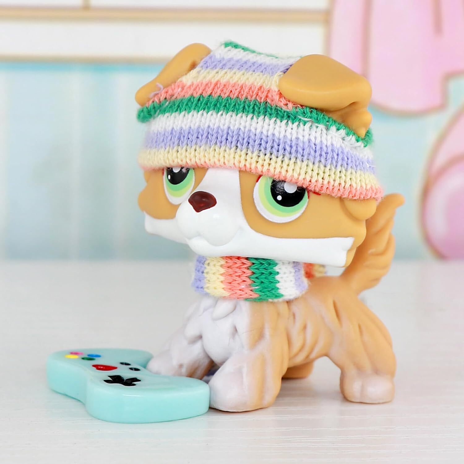 Pet Shop LPS Rare Toy lps Collie 272 White and Yellow Body Collie Green ...