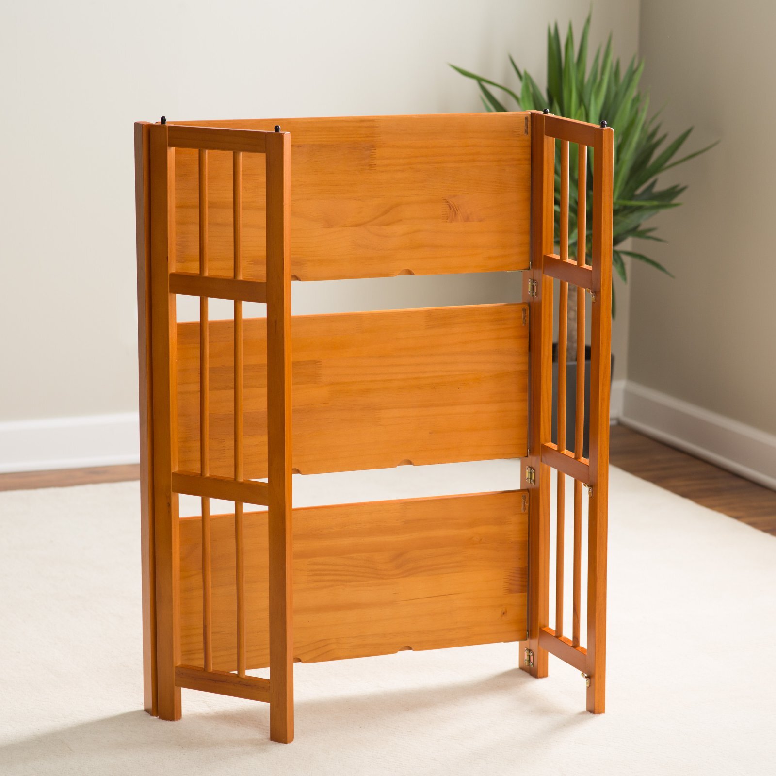 3-Tier Stackable Folding Bookcase Open Storage Bookshelves Display ...