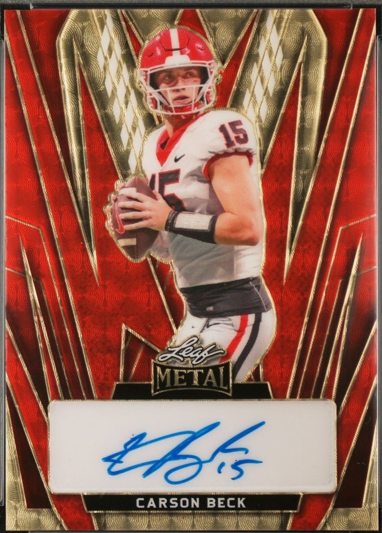 2024 Leaf Metal - Autographs Carson Beck #BA-CB1 Red Pulsar /1 (AU, RC ...