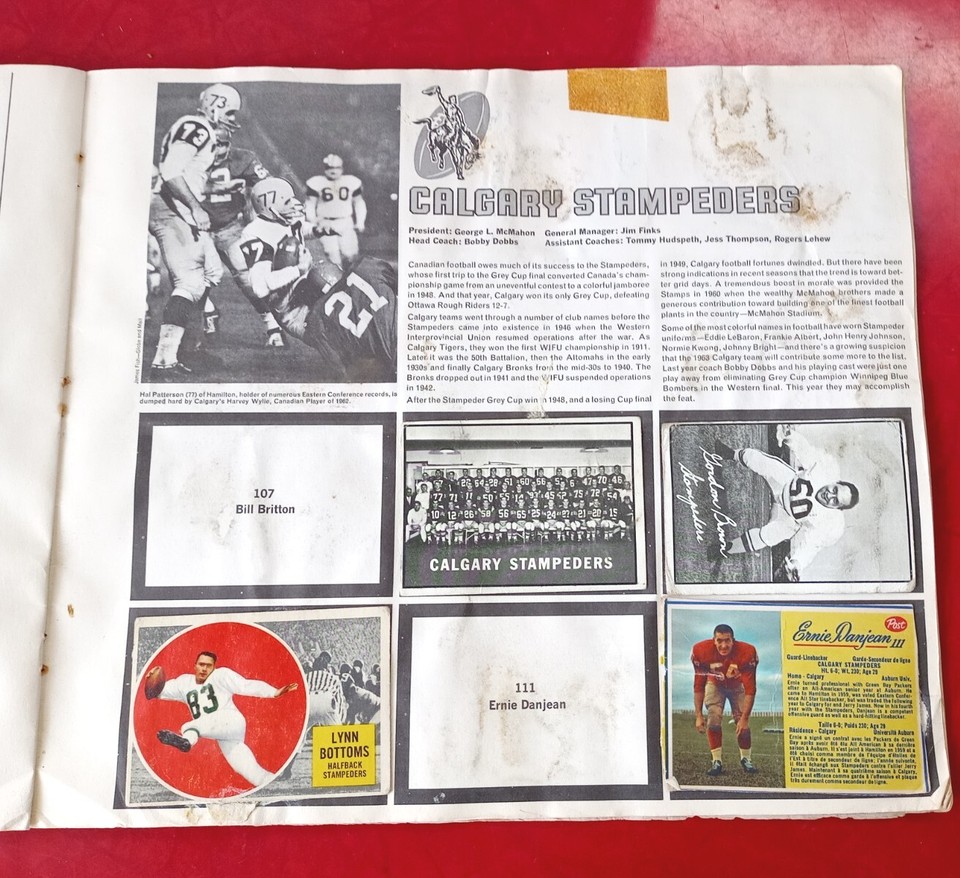 1963 Post CFL Album with 88 Cards Spanning 1960-63 Both Post & Topps ...