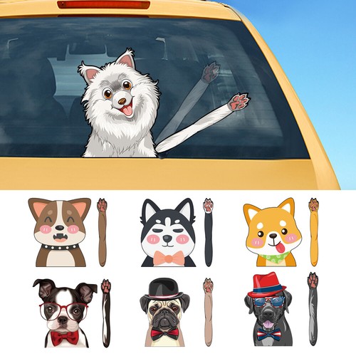 New Cartoon Funny Wiper Stickers Car Window Sticker Animal Paw Dog ...