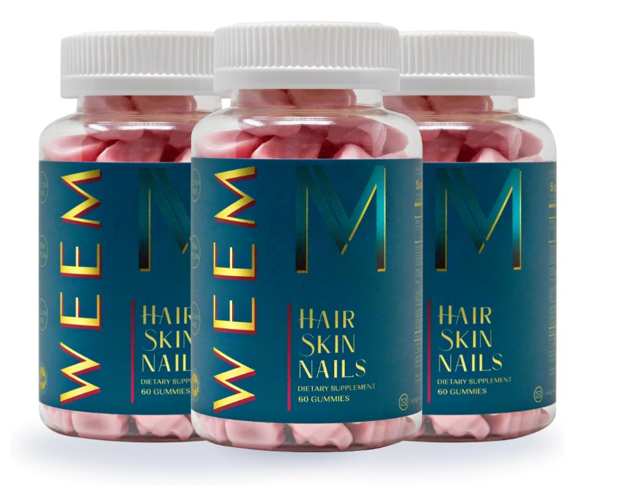 WEEM Hair Skin and Nails Gummies, Vegan biotin Vitamins, Healthy Hair ...