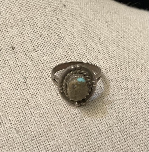 native American sterling silver turquoise solitare Rope Border 4 1/5 ...