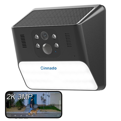 Cinnado 3MP Home Security Camera System Solar Wall Lamp Wireless ...