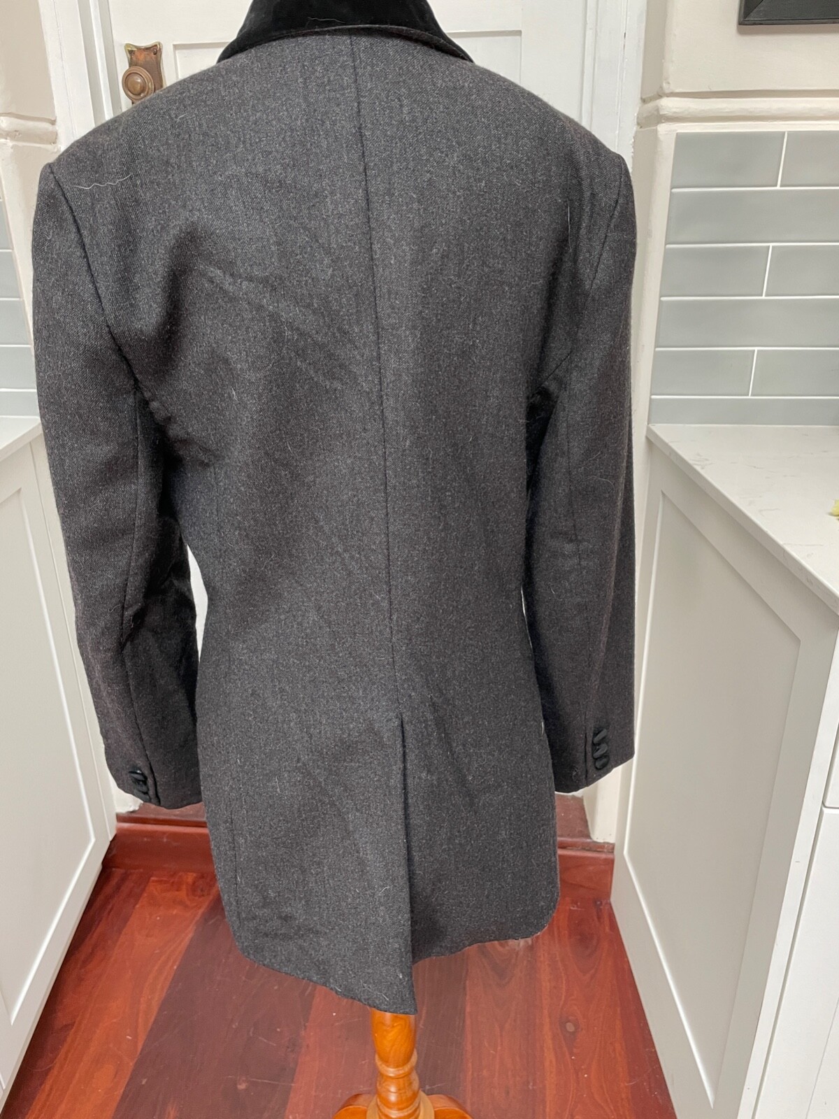 Vintage Woolworths Grey Wool Jacket With Velvet Collar S10(J58) | eBay