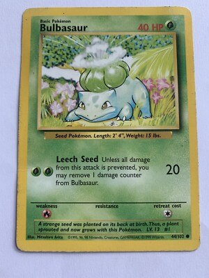 1999 Pokemon Base Set Bulbasaur Shadowless 44/102 NM | eBay