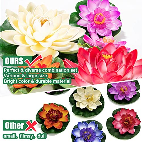 Artificial Lily Pads for Pond, 11in & 6in Artificial Flowers Floating ...