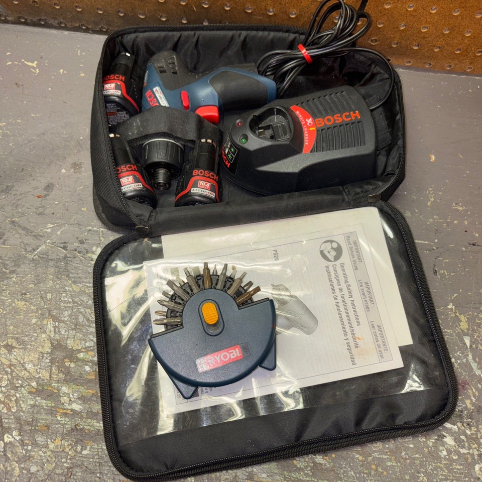 Bosch PS20 1/4" Cordless Drill Pocket Driver 10.8V W/ Charger, Battery ...