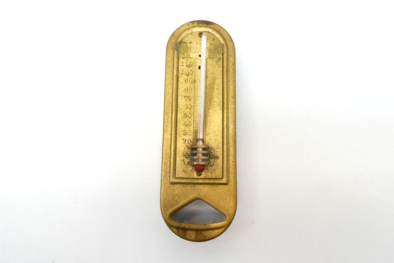 Vintage Used Minneapolis Brass Metal Thermometer Glass Decorative Old ...