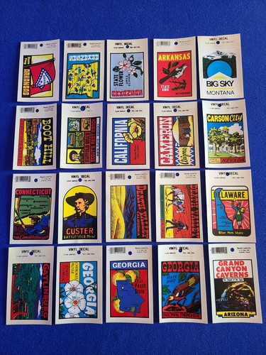HUGE Mixed Lot of 100 Vintage State Souvenir Travel Decals / Window ...