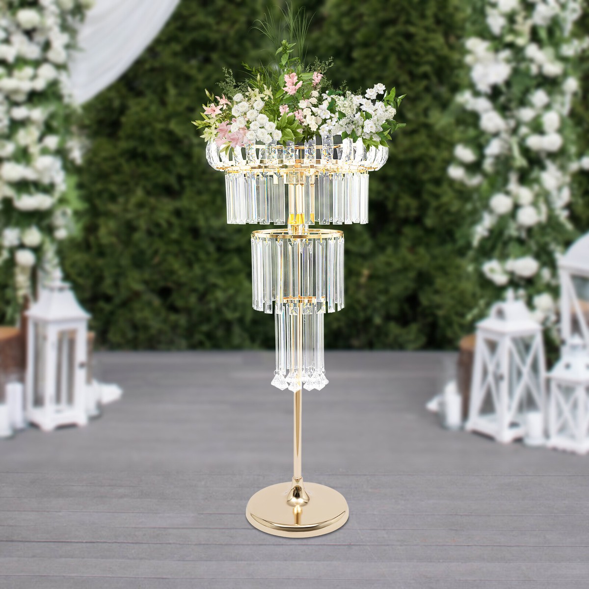 Lighted Flower Pedestals Wedding Pillar LED Lighting Stand Aisle