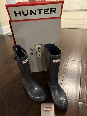 Hunter-Boots-Girls-Original-Tall-Silver-Rain- size 3-Stylish- | eBay